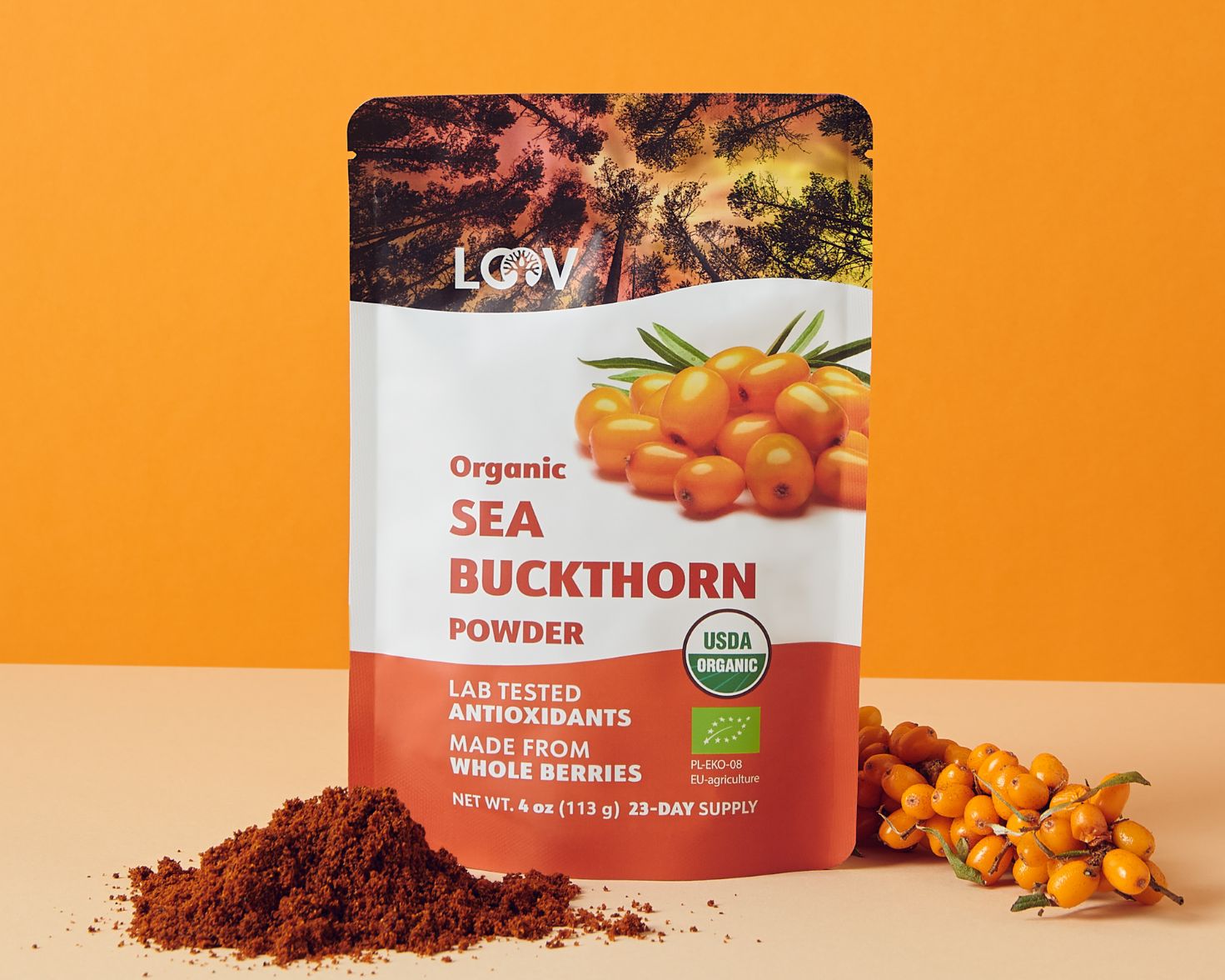 Sea Buckthorn Berry │ Air Dried Powder | LOOV Organic